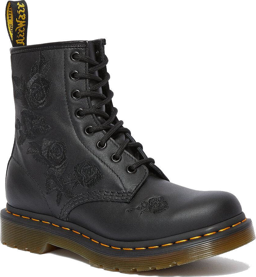 Dr. Martens Bottes en cuir à fleurs brodées 1460 Vonda Mono - Femme ...